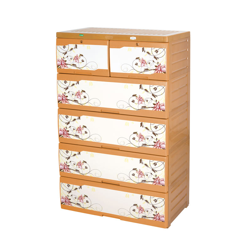Flossy Wooden Wardrobe (Double 5 Drawer) – Bengal